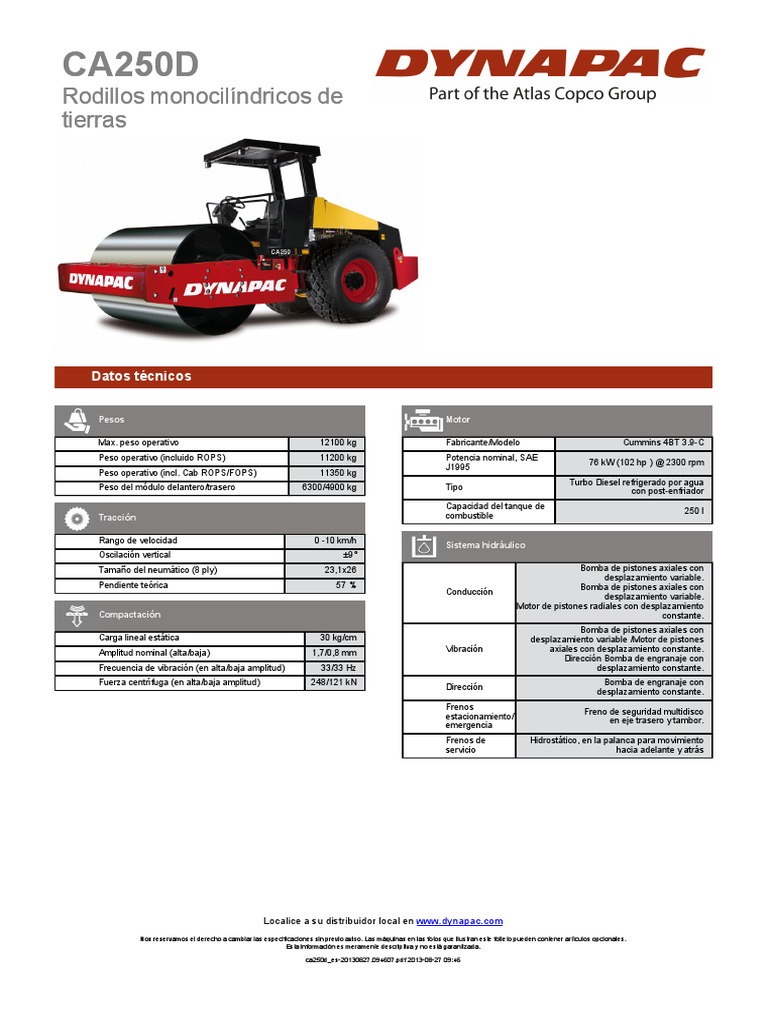 Rodillo Dynapac Ficha Tecnica | Bomba | Engranaje