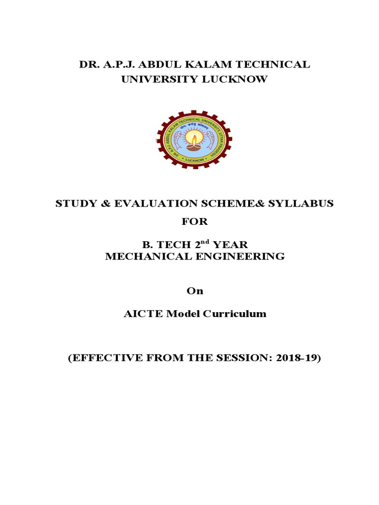 B.Tech Mechanical Engineering Syllabus | PDF | Second Law Of ...