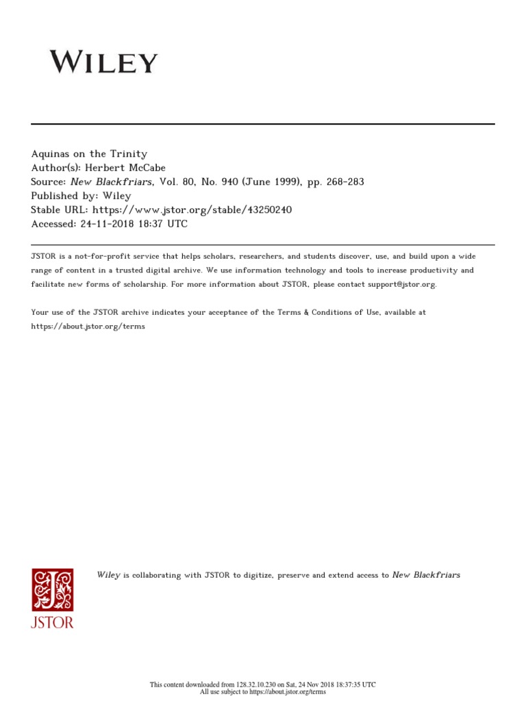 Aquinas' Understanding of the Trinity | PDF | Thomas Aquinas | God