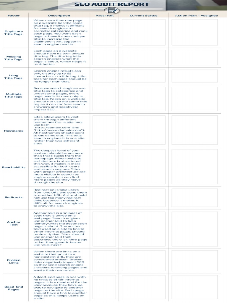 SEO Audit Report Template V2 | PDF | Search Engine Optimization | Websites