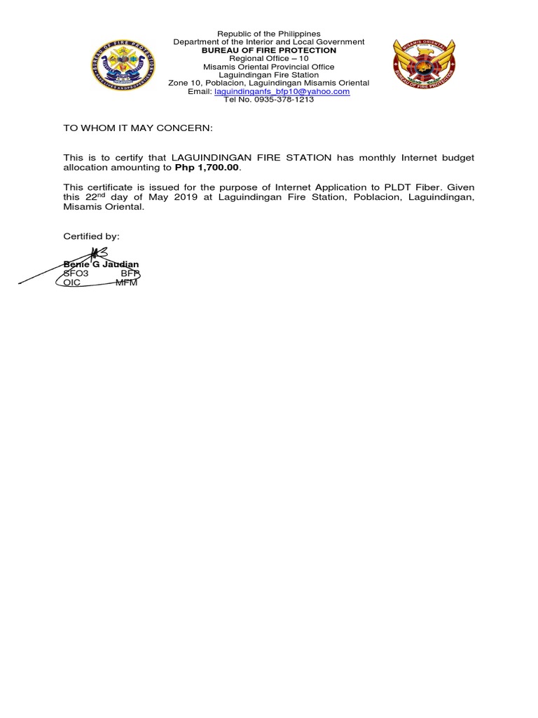 Benie G Jaudian: Sfo3 BFP Oic MFM | PDF