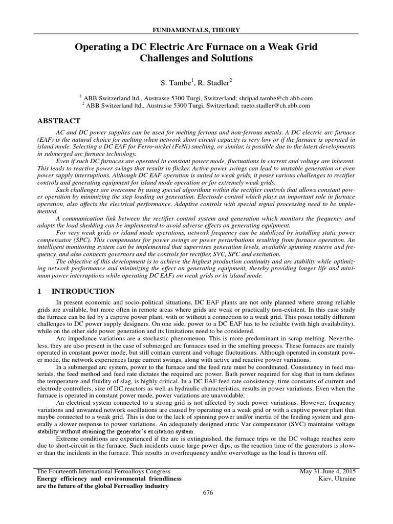 DC EAF Operation on Weak Grids | PDF | Electrical Grid | Rectifier