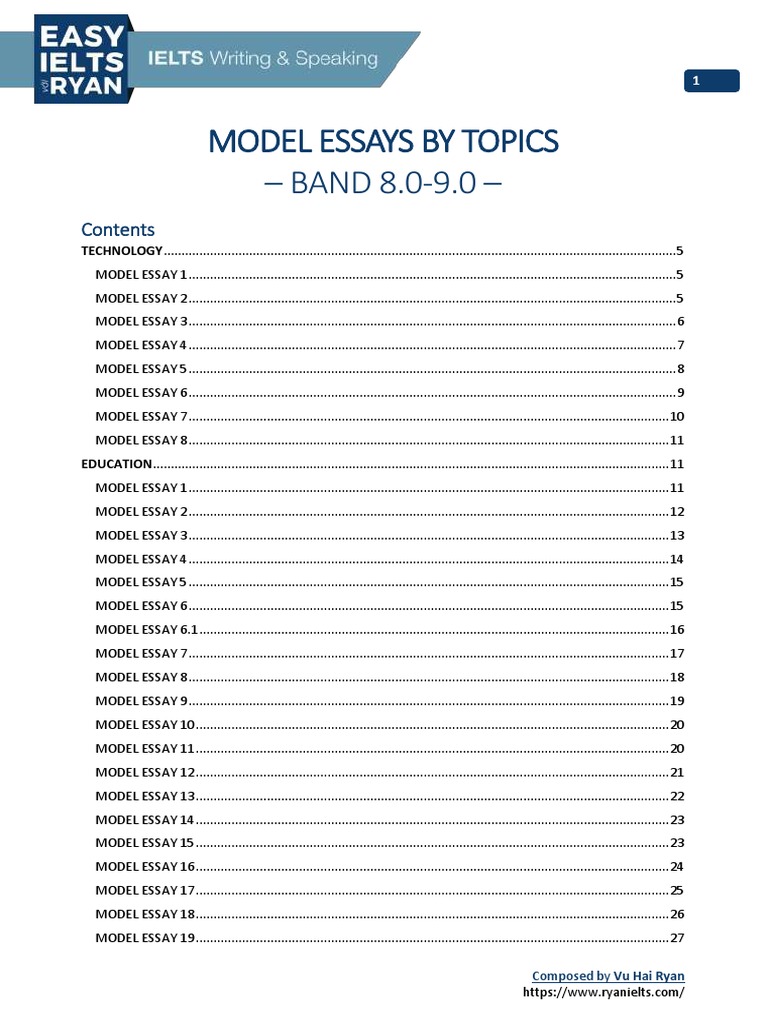 Model IELTS Essays for Band 8-9 | PDF | Distance Education | Teachers