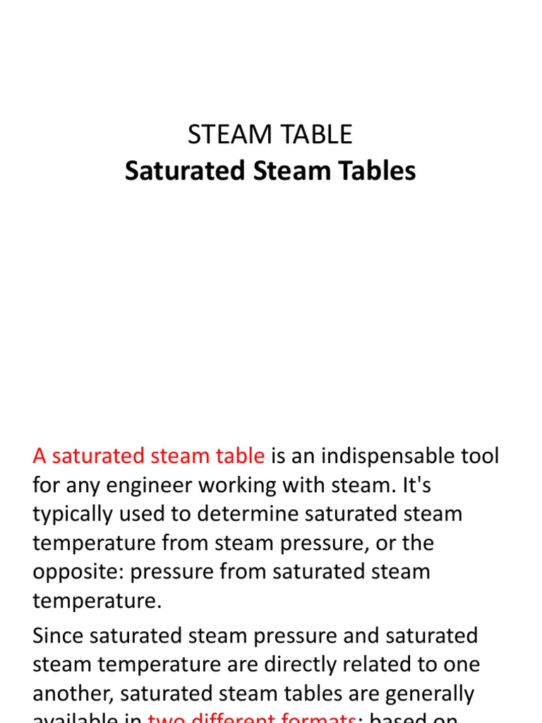 Steam Table | PDF | Steam | Enthalpy