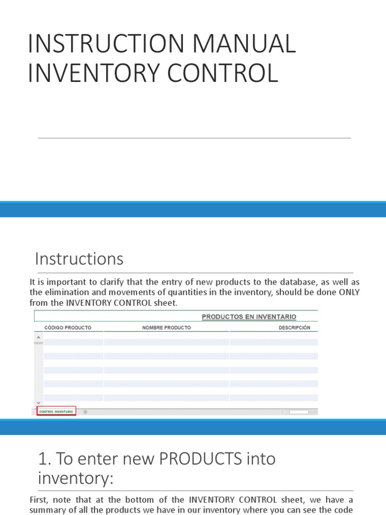 Instruction Manual Inventory Control | PDF | Inventory | Product (Business)