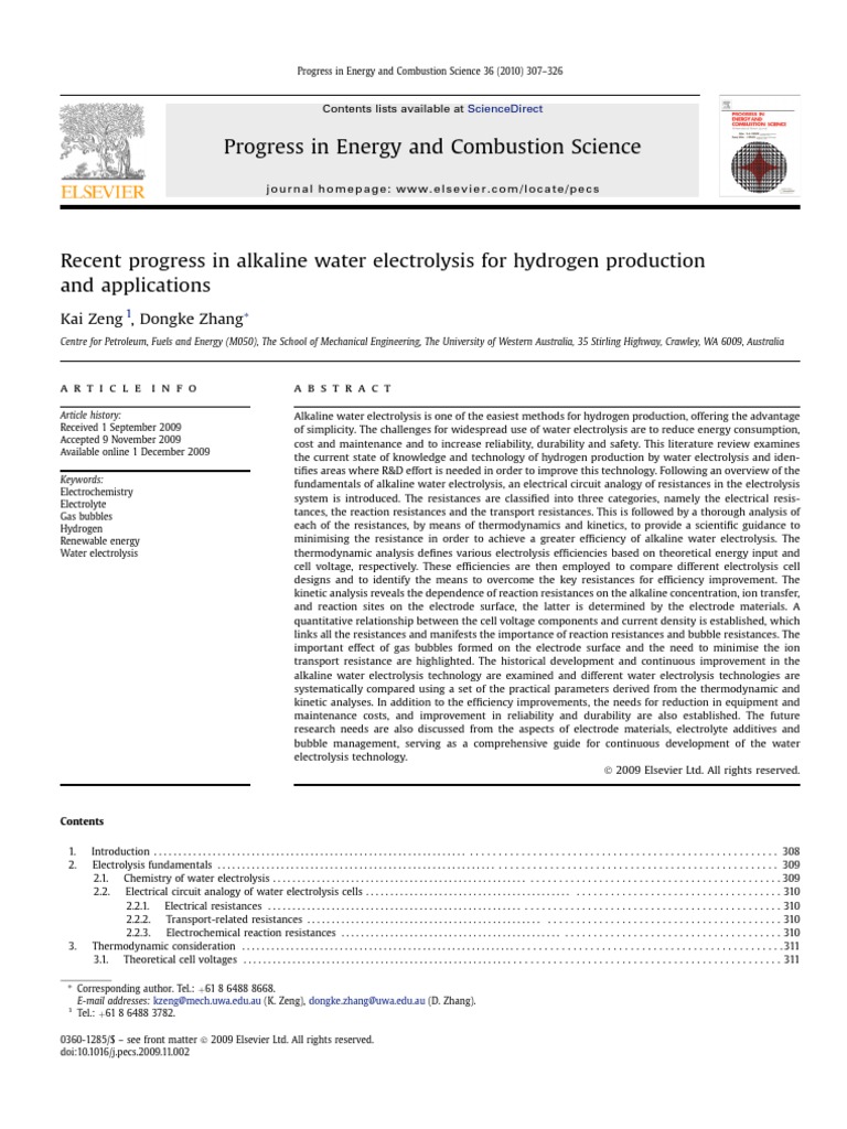 Recent Progress in Alkaline Water Electrolysis For Hydrogen Production ...