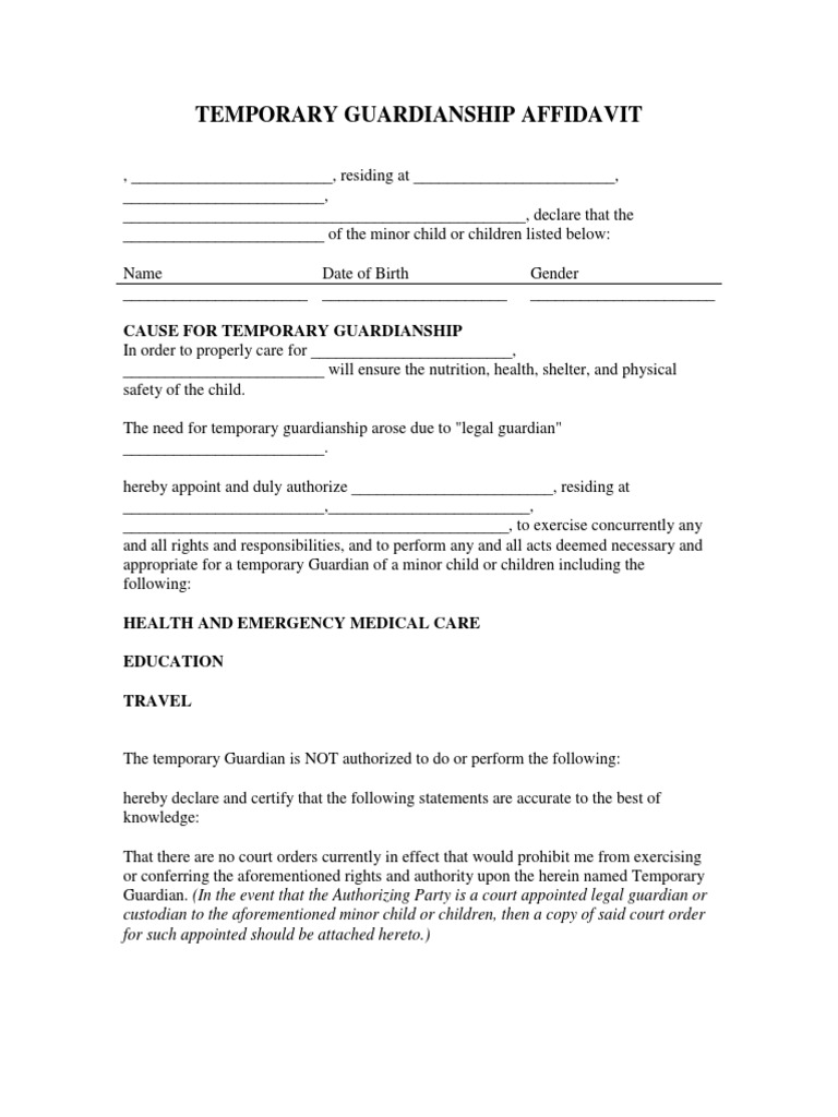 Guardianship Forms | PDF | Legal Guardian | Notary Public