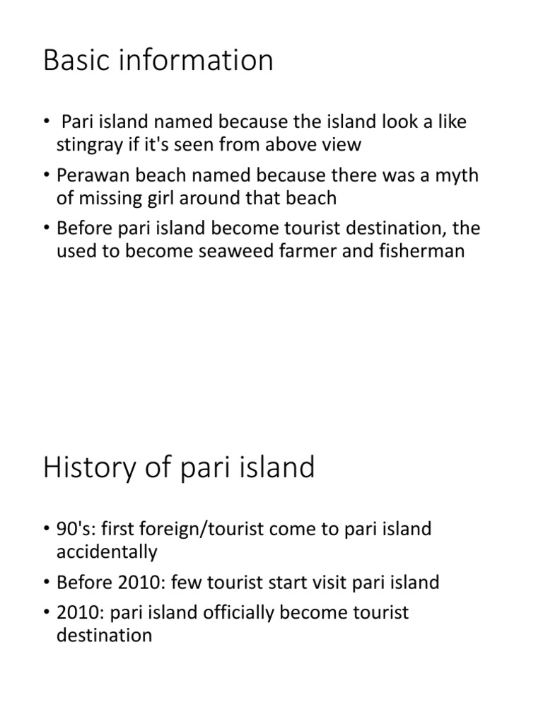 Pari Island Tourism Overview | PDF | Travel