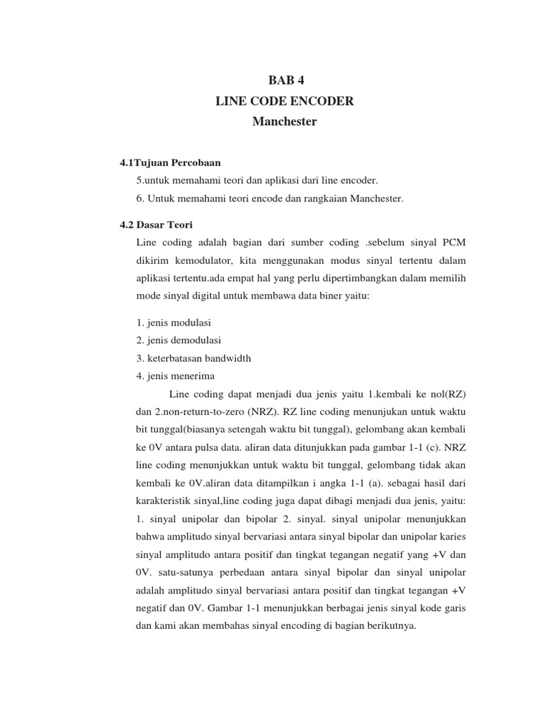 Dasar Teori Line Code Encoder Manchester | PDF