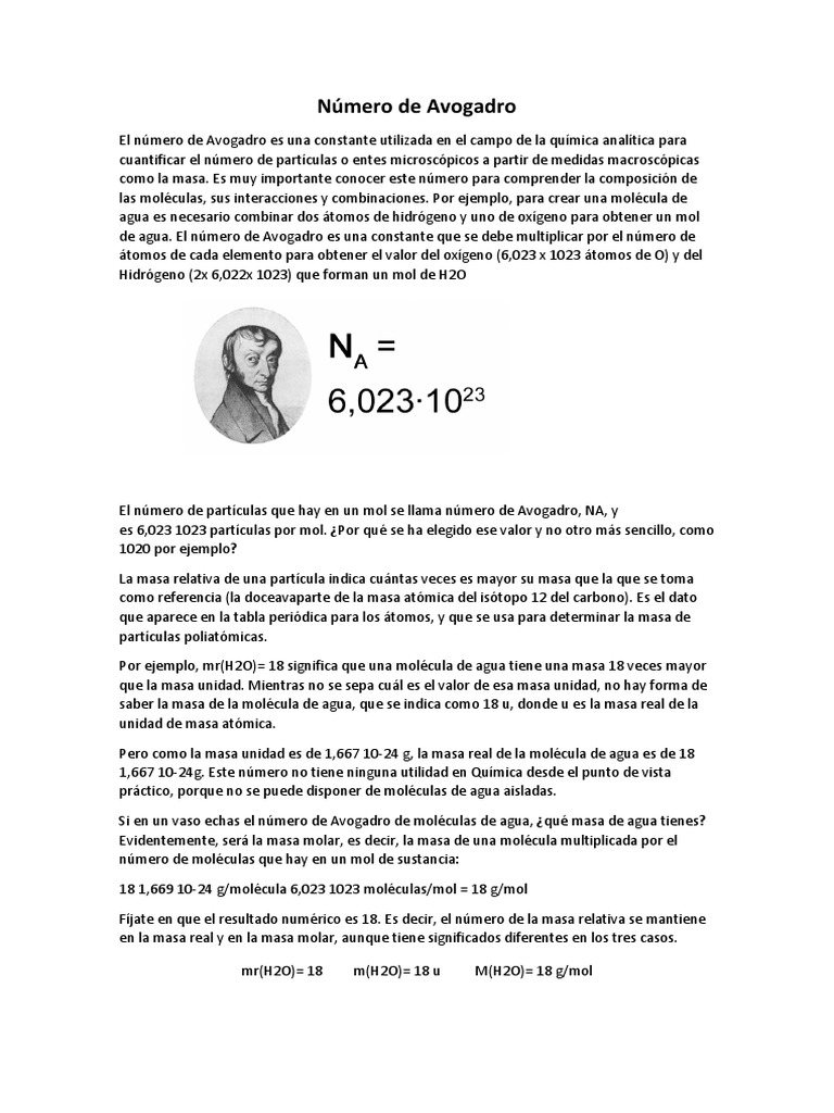 Número de Avogadro Investigacion | PDF | Mole (Unidad) | Química Física