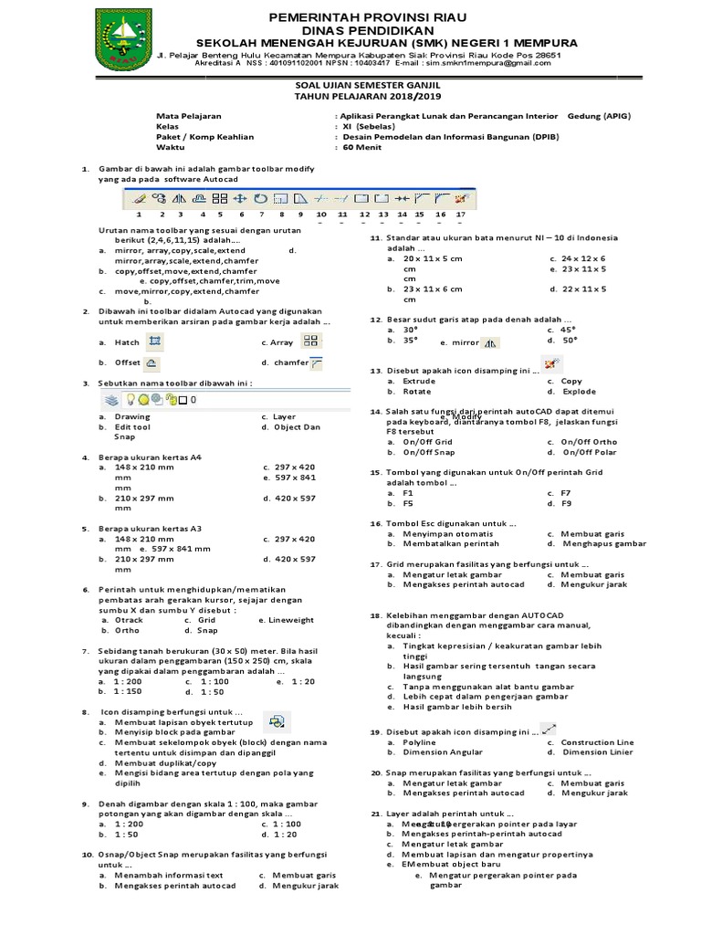 Soal Apig Xi Dpib Ela 2018 | PDF