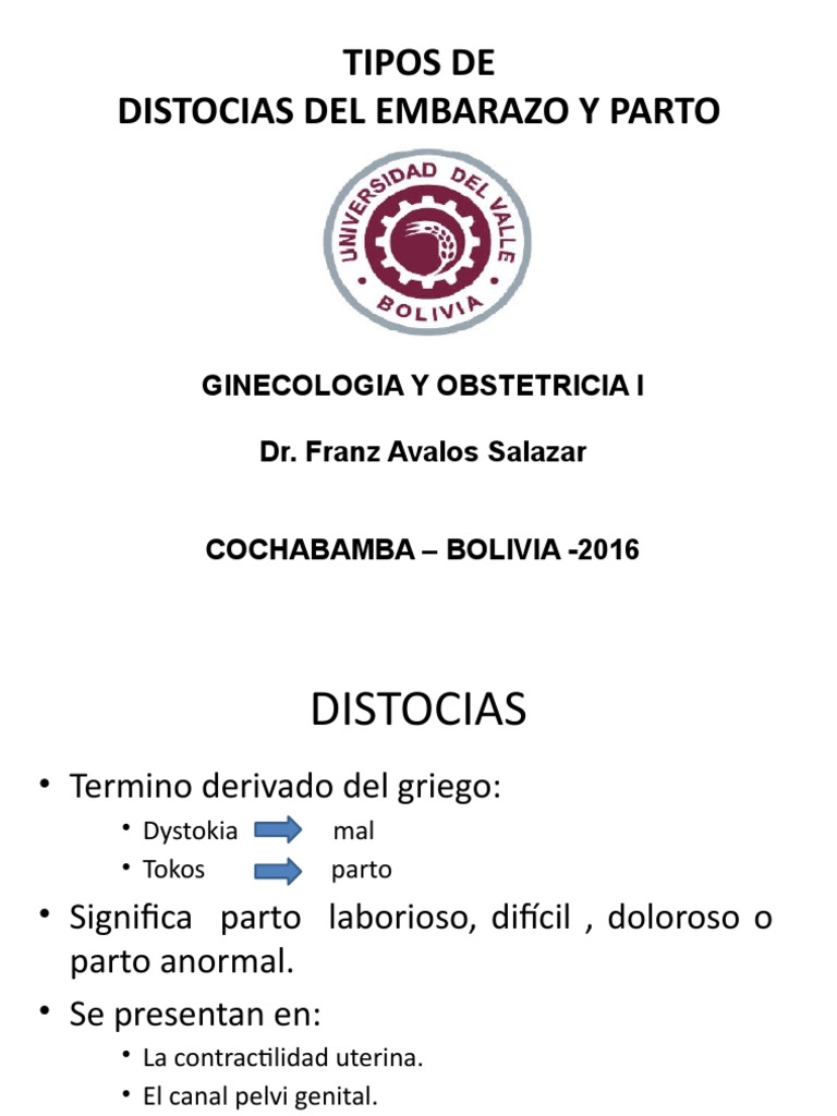 1 Tipos de Distocias Del Embarazo | PDF | Parto | Pelvis