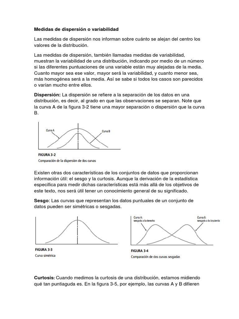 Medidas de Dispersi N o Variabilidad | PDF | Desviación Estándar | Diferencia