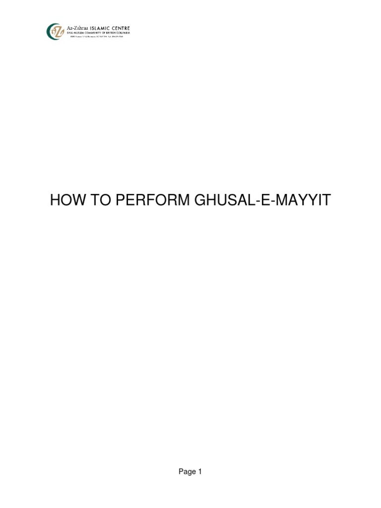 How To Perform Ghusal-E-Mayyit | PDF | Medical Specialties