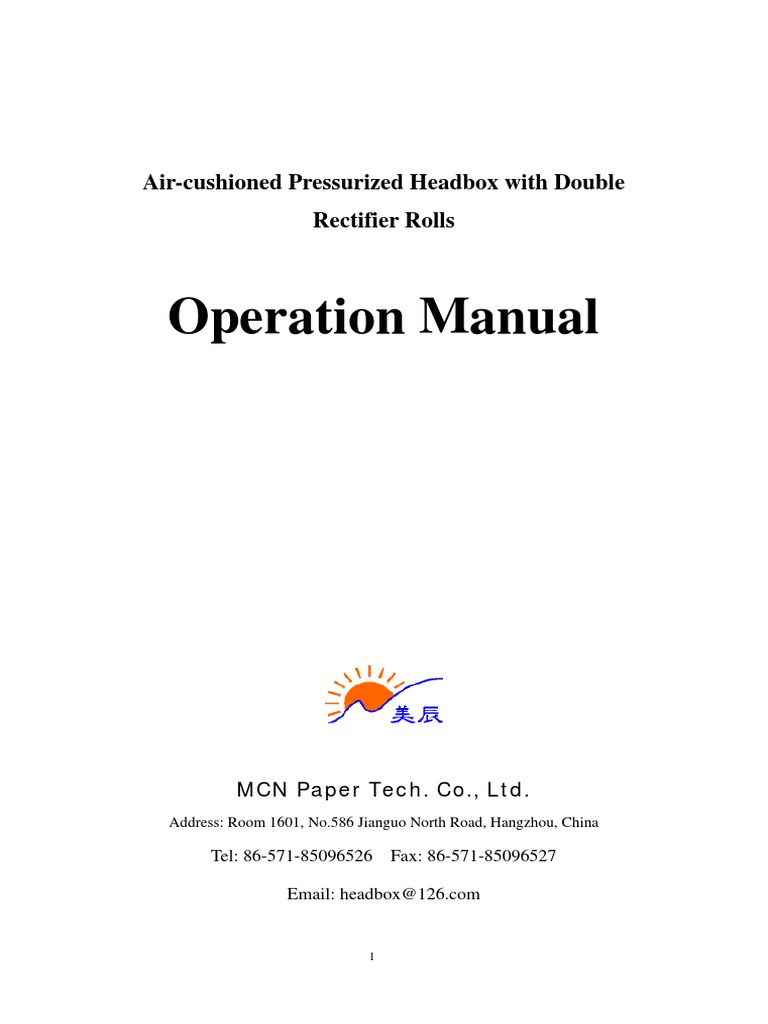 Air Cushion Double Rectifier Headbox | PDF | Valve | Pump