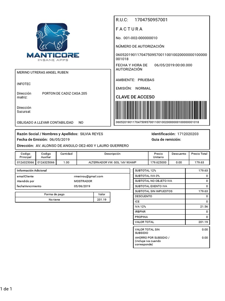 Factura PDF | PDF | Factura | Documentos empresariales