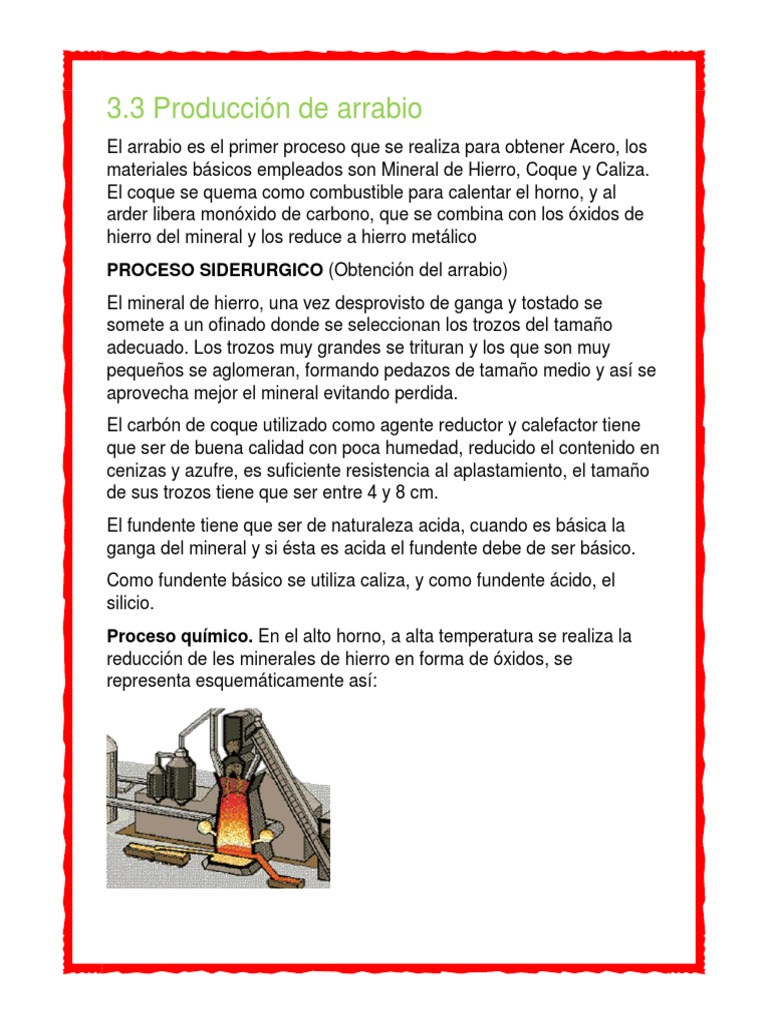 3.3 Producción de Arrabio | PDF | Arrabio | Alto horno