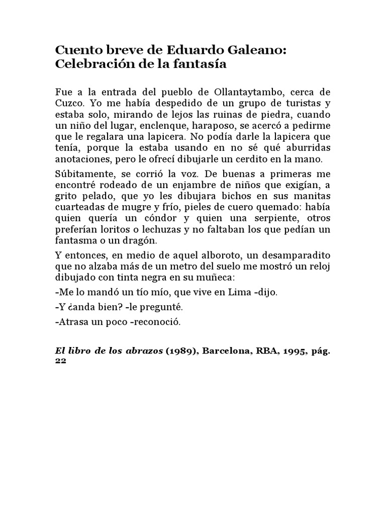 Cuento Breve de Eduardo Galeano | PDF | Novela negra, policíaca y ...