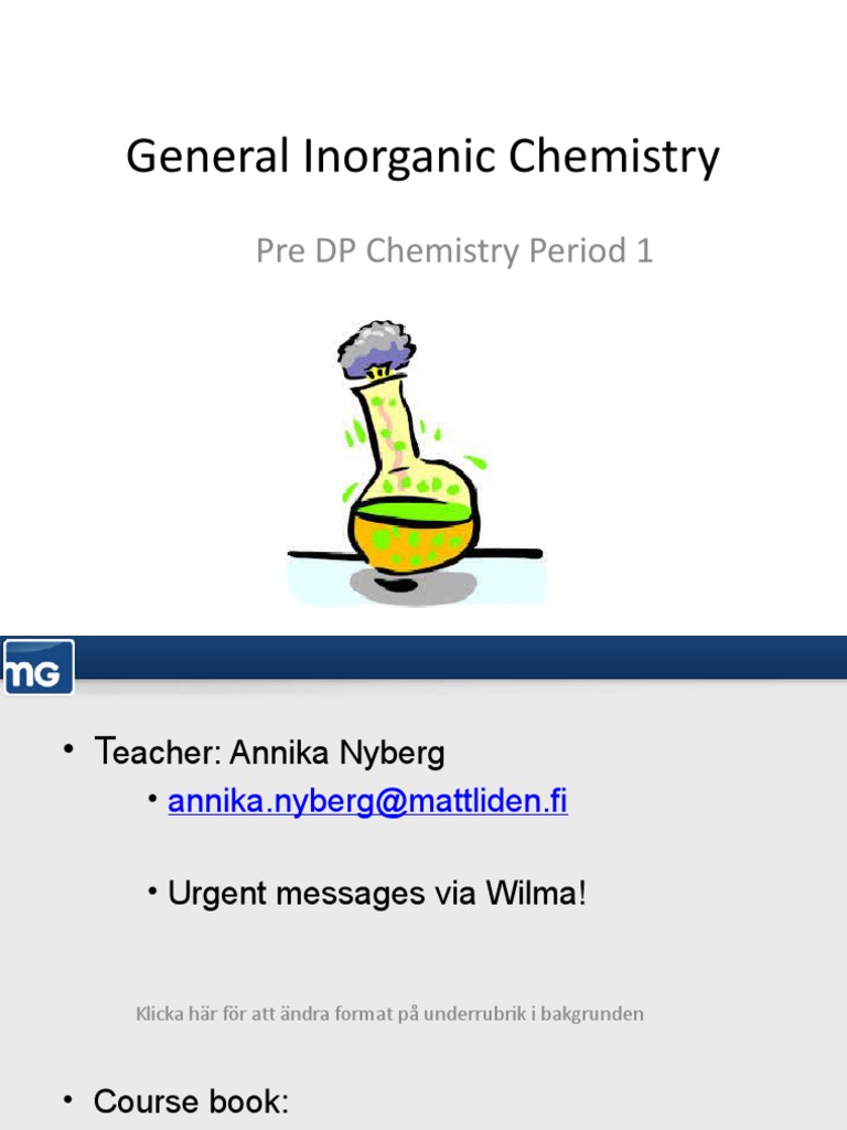 General Inorganic Chemistry: Pre DP Chemistry Period 1 | PDF | Chemical ...
