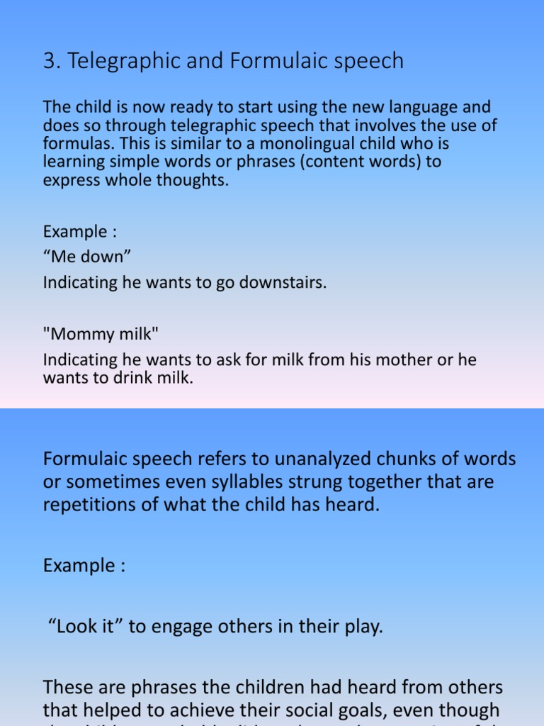 Telegraphic and Formulaic Speech | PDF