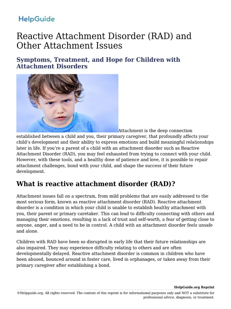 Reactive Attachment Disorder (RAD) and Other Attachment Issues | PDF ...