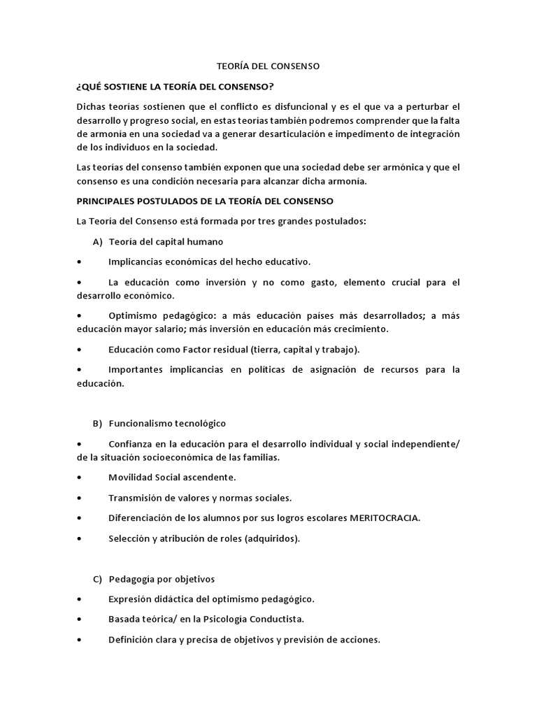 Teoría del Consenso en Sociología | PDF | Sociedad | Estado (política)