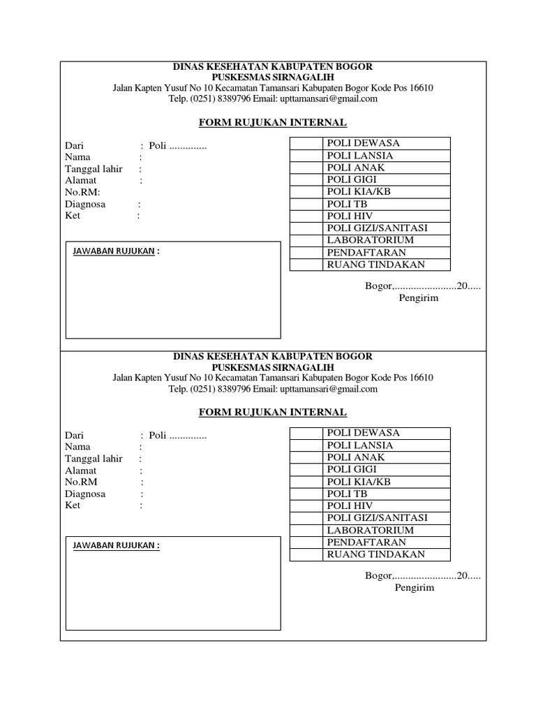 Form Rujukan Internal | PDF