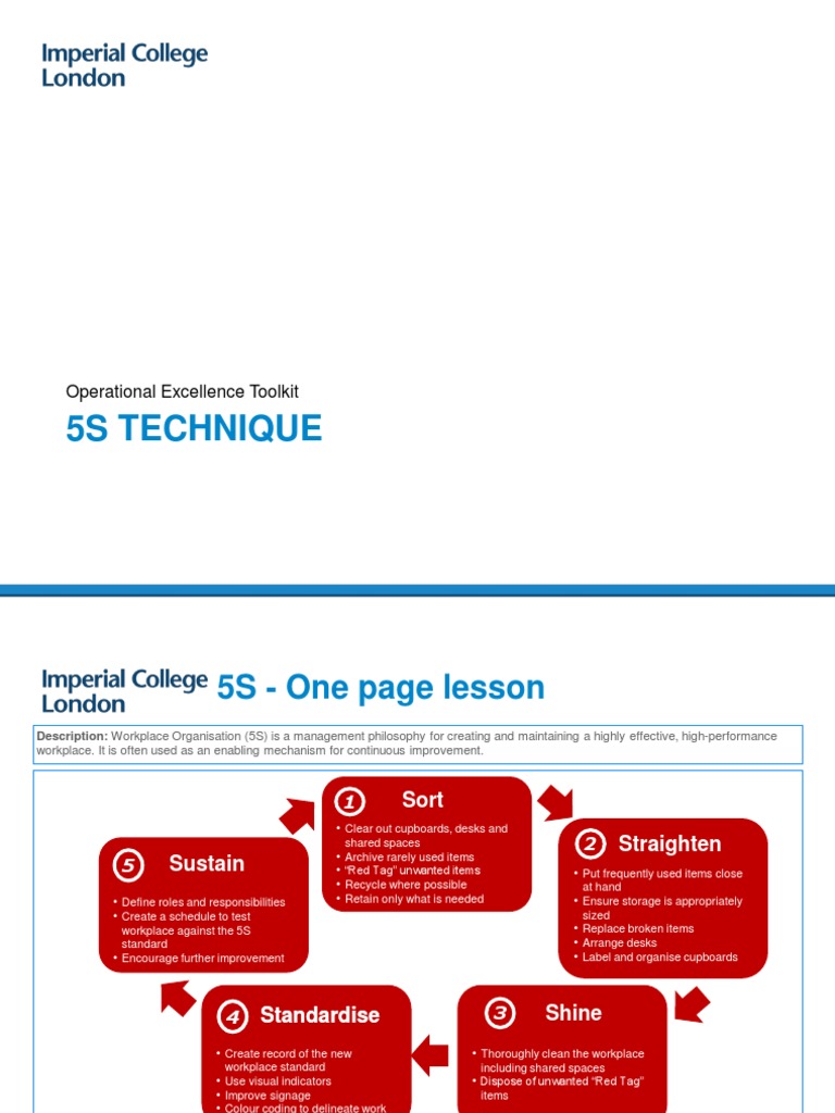 5S Technique: Operational Excellence Toolkit | PDF | Desk | Recycling