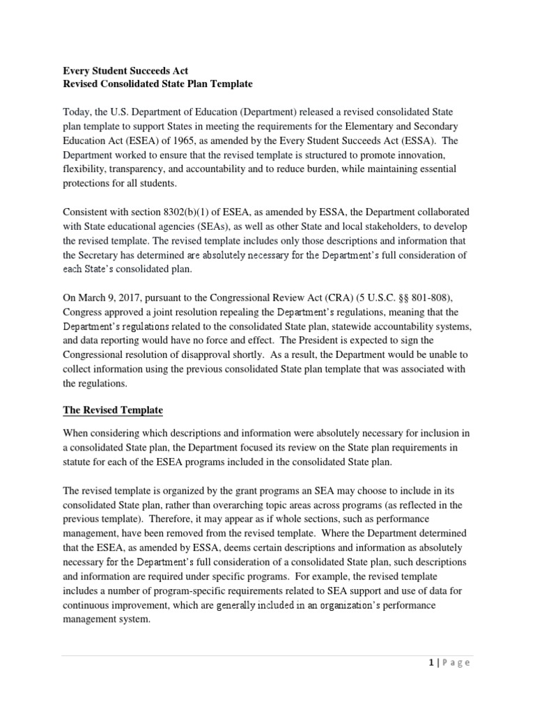 Every Student Succeeds Act Revised Consolidated State Plan Template ...