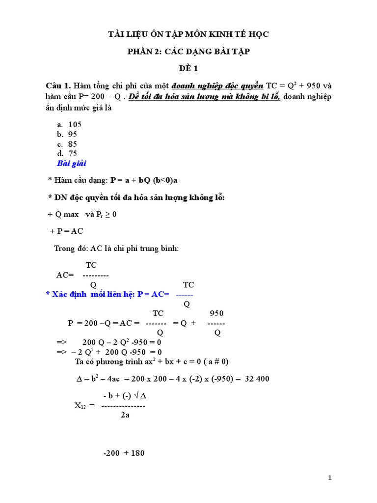 Bai TP Mon Kinh T HC | PDF