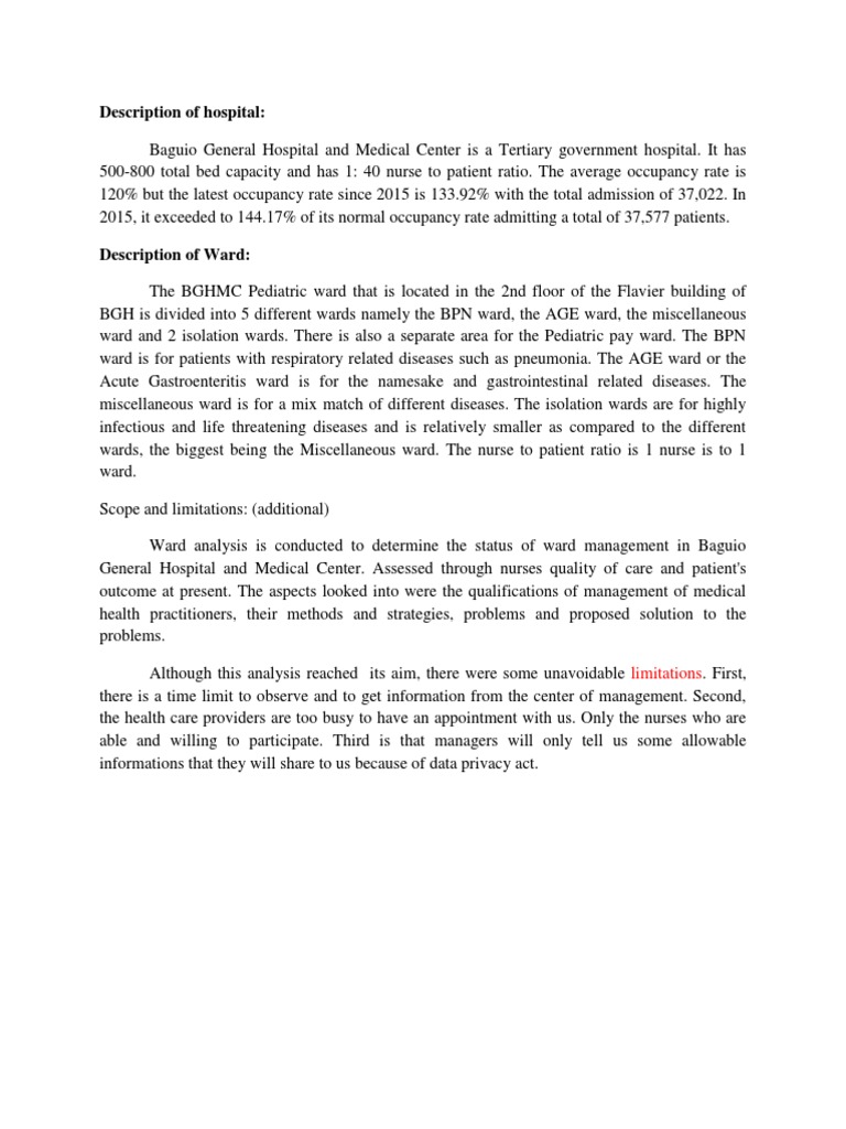 Description of Hospital | PDF | Hospital | Health Care