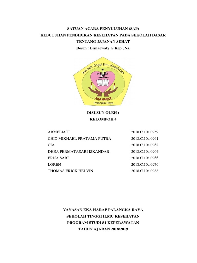 Contoh SAP Jajanan Sehat Anak SD Penyuluhan | PDF