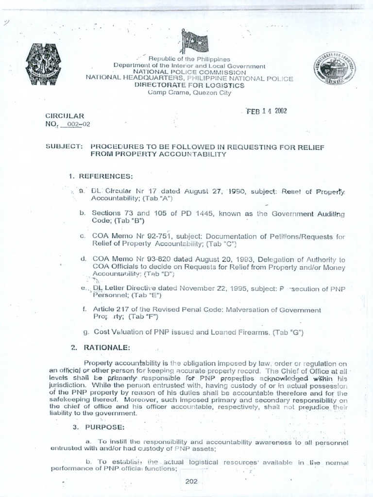 Procedures to Be Followed in Requesting for Relief From Property ...