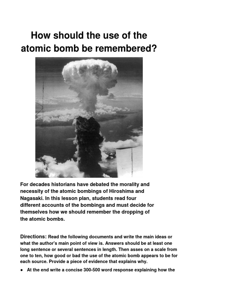 Atomic Bomb Student | PDF | Atomic Bombings Of Hiroshima And Nagasaki ...
