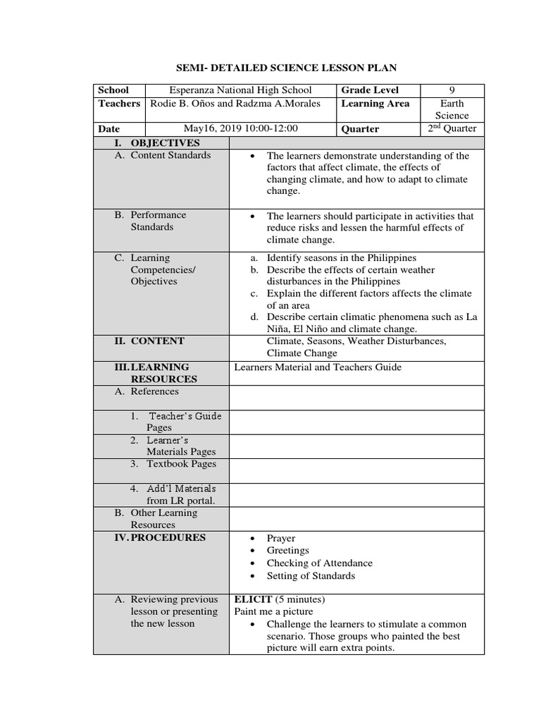 Lesson Plan Climate & Hydrocarbon | PDF | Tropical Cyclones | Pedagogy