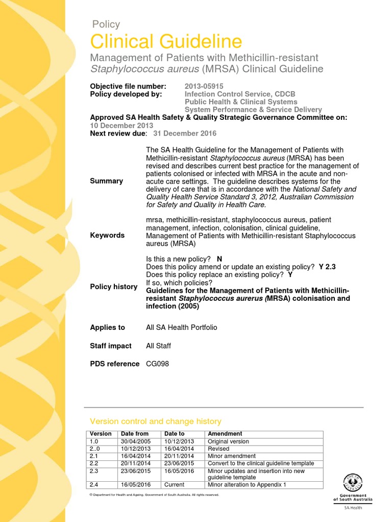 Clinical+Guideline MRSA April2014 PDF | PDF | Methicillin Resistant ...