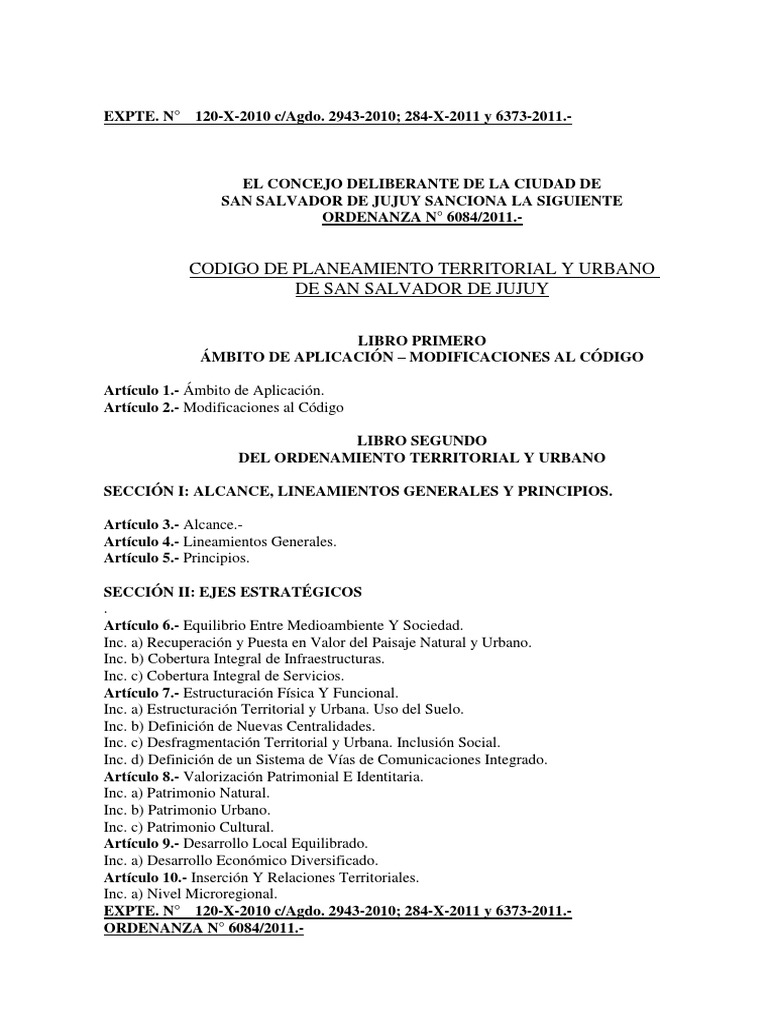 Codigo de Edificacion Urbana de S.S. de Jujuy | PDF | Urbanismo | Calle