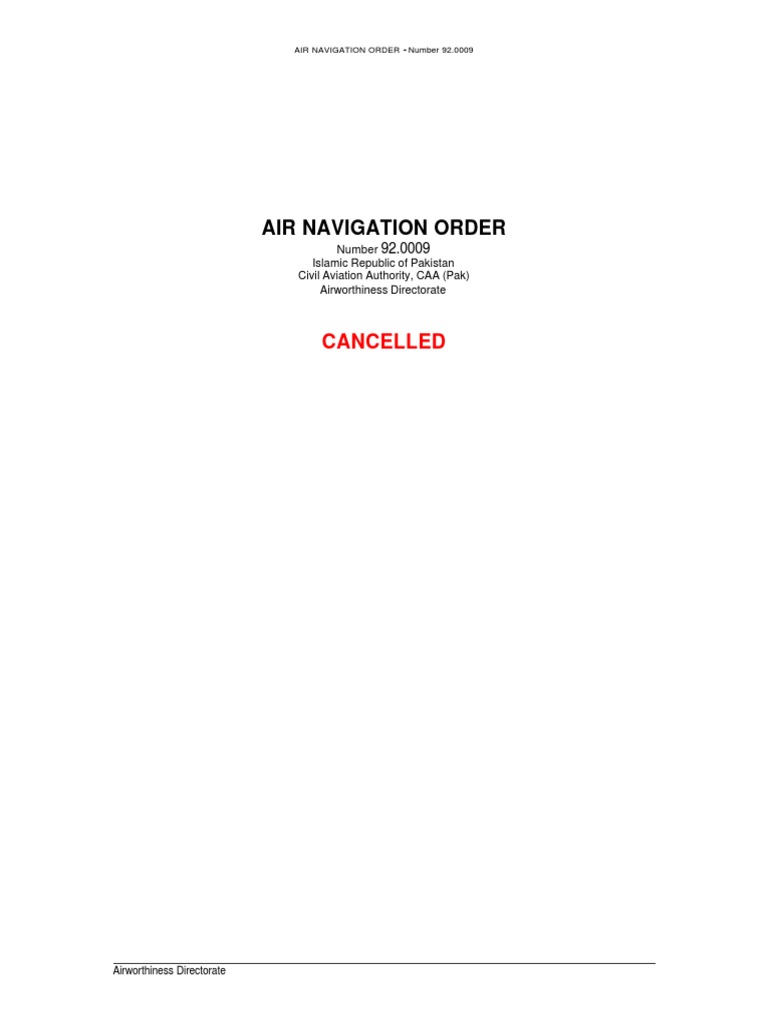 Guidelines for Aircraft Airworthiness in Pakistan: An Analysis of CAA ...