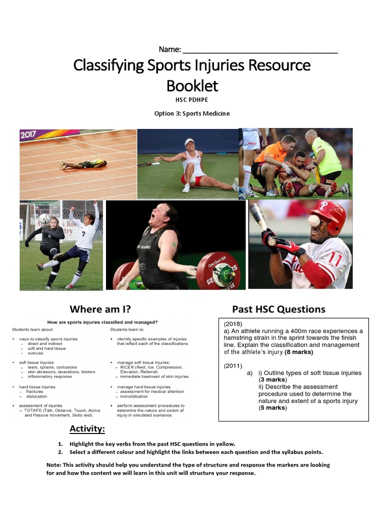 Final Classifying Sports Injuries Resource Booklet | PDF | Inflammation ...