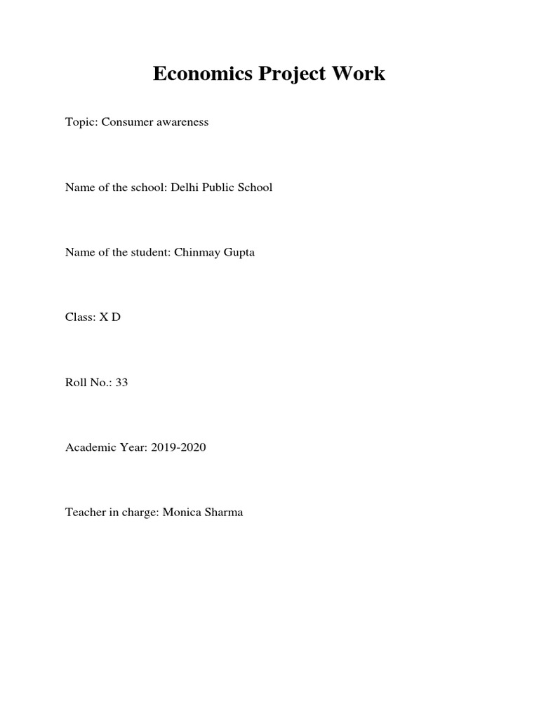 Economics Project Work | PDF