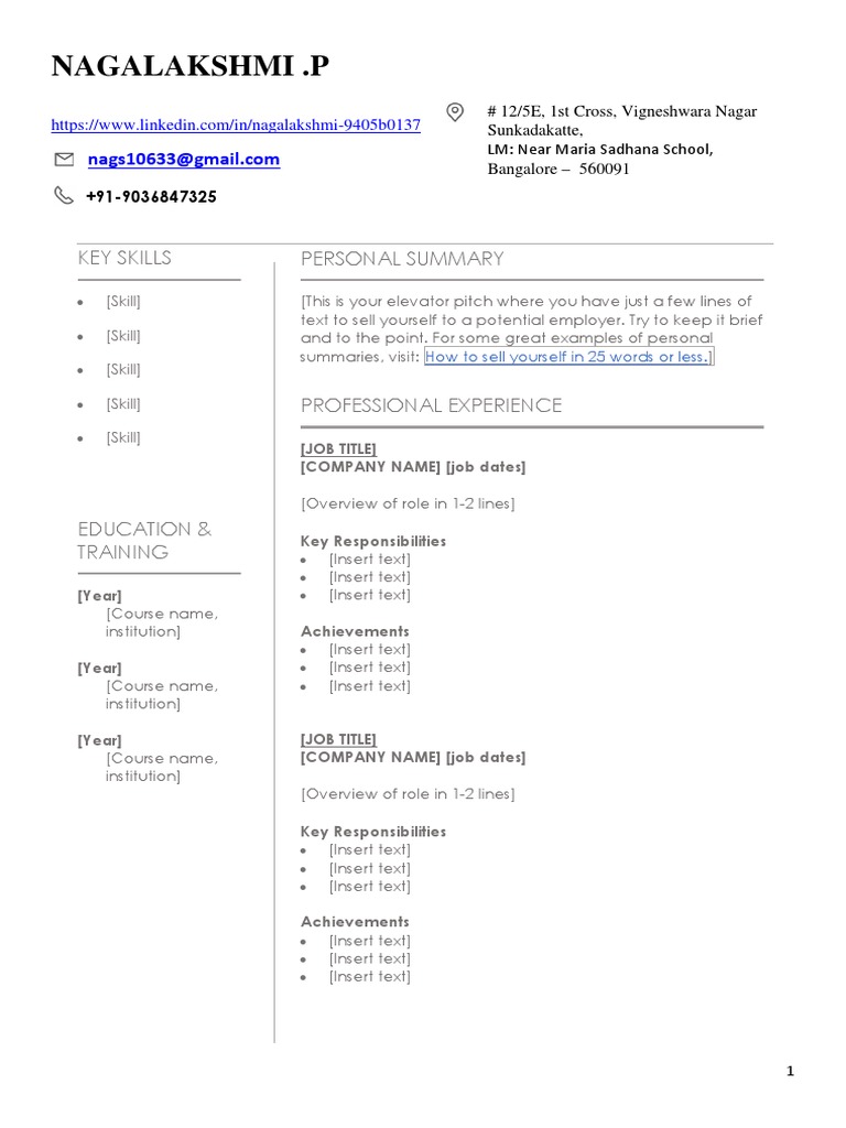 SEEK Free Resume Template - FINAL | PDF | Business