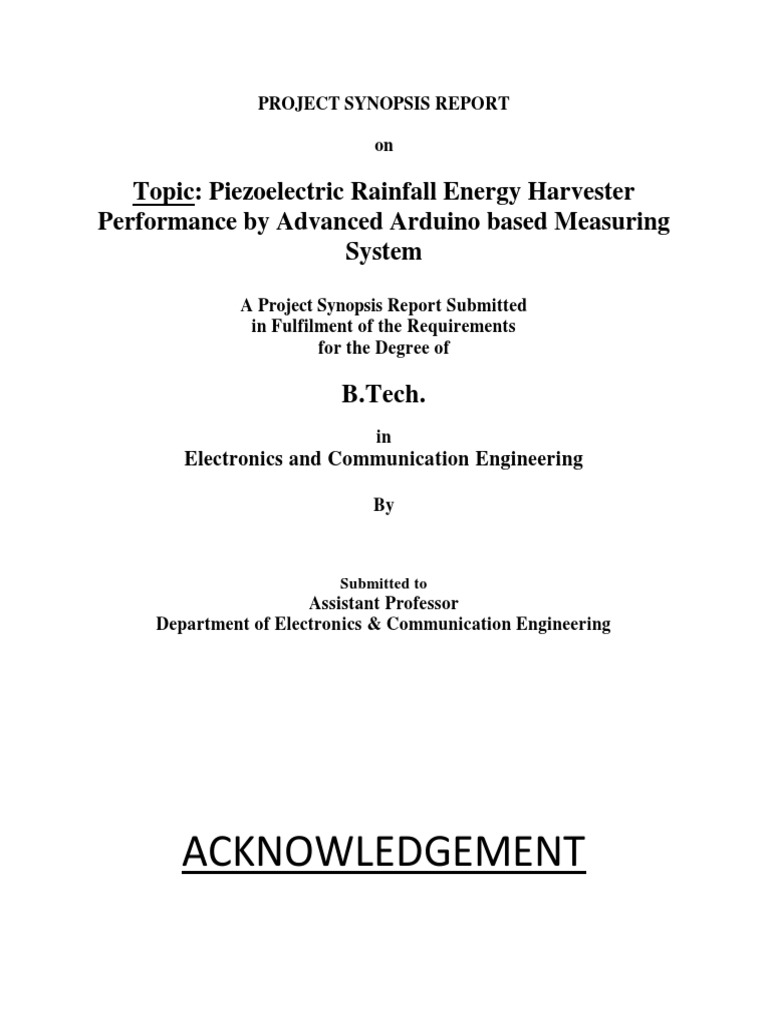 Project Synopsis Report | PDF | Piezoelectricity | Ion