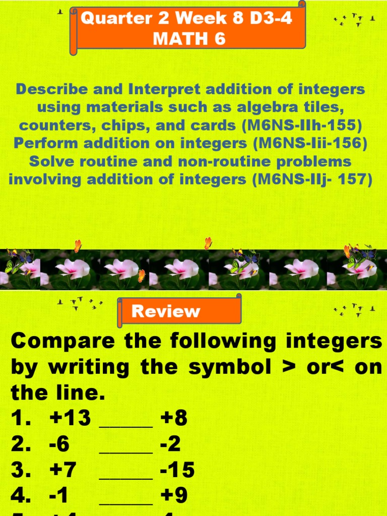 PP Math6-Qtr2w7-Day 3-4 Adding Integers | PDF | Algebra | Teaching ...
