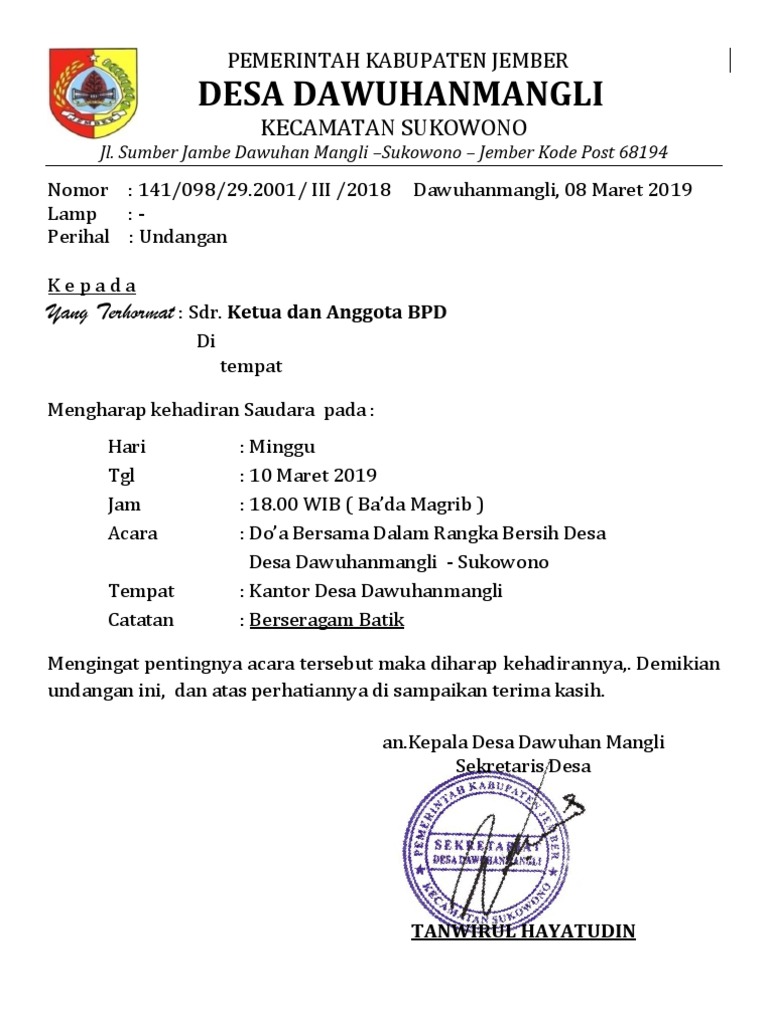 Undangan Bersih Desa | PDF