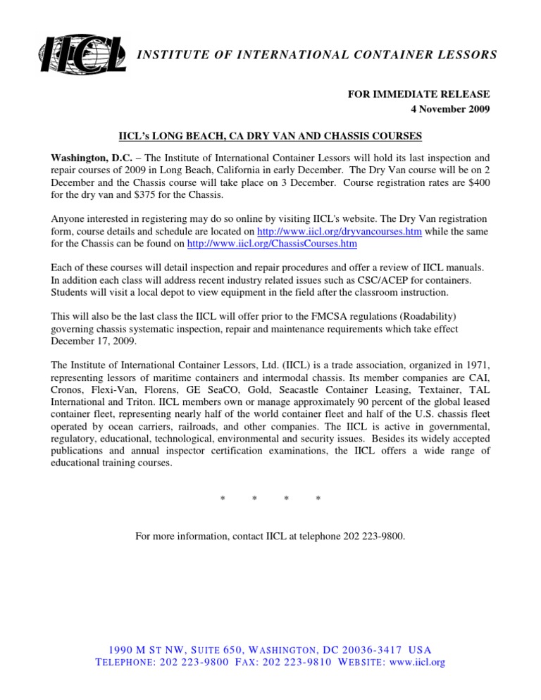 IICL Long Beach Course Registration Details | PDF | Business