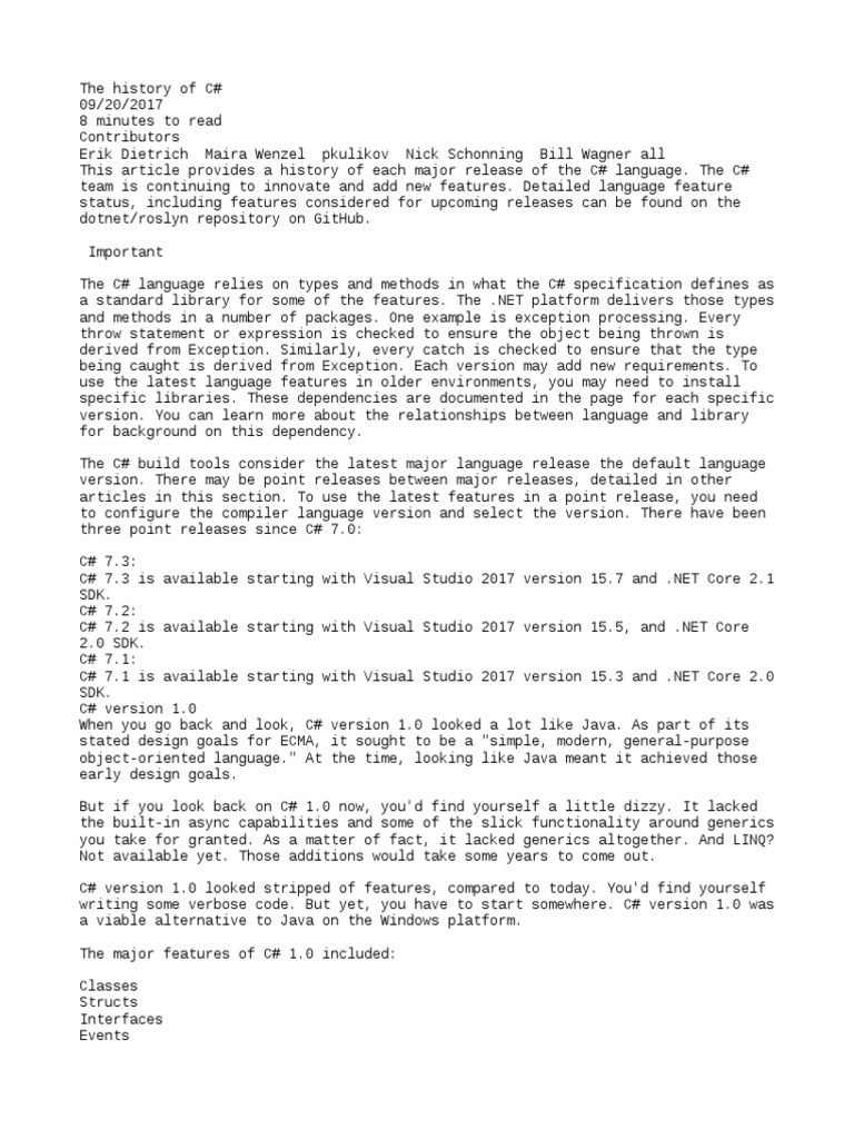 The History Of C Pdf C Sharp Programming Language C Programming Language