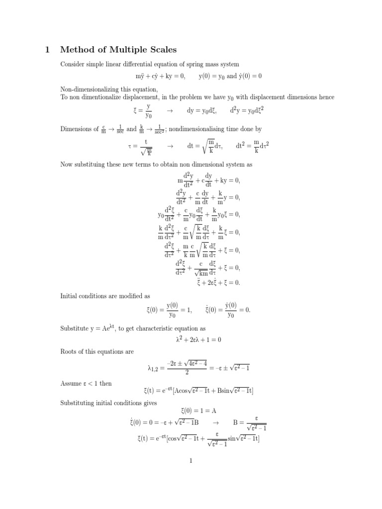 Method of Multiples Scale | PDF | Subtraction | Mathematical Analysis
