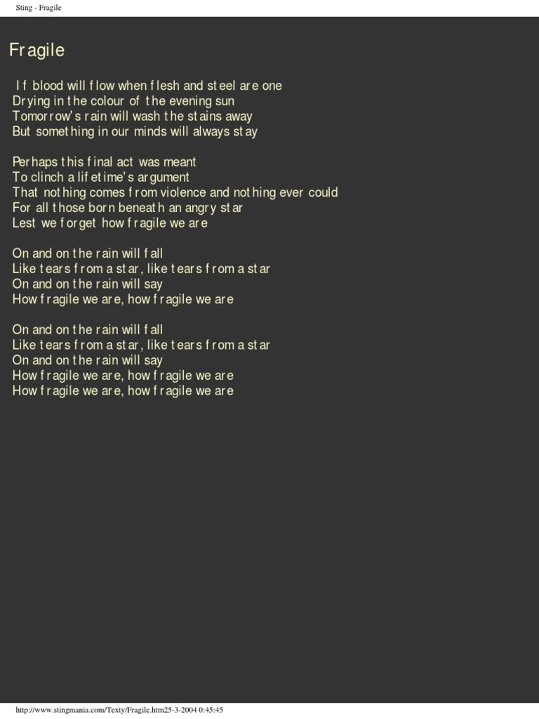 (Guitar Tab) Sting - Fragile PDF | PDF