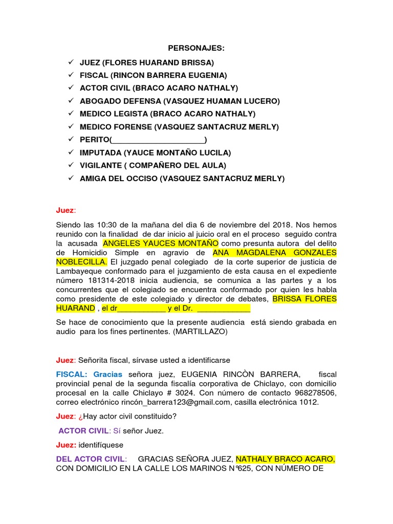 Homicidio Simple Completo | PDF | Testigo experto | Derecho penal