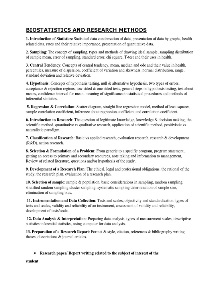 Biostatistics and Research Methods | PDF | Biostatistics | Statistics
